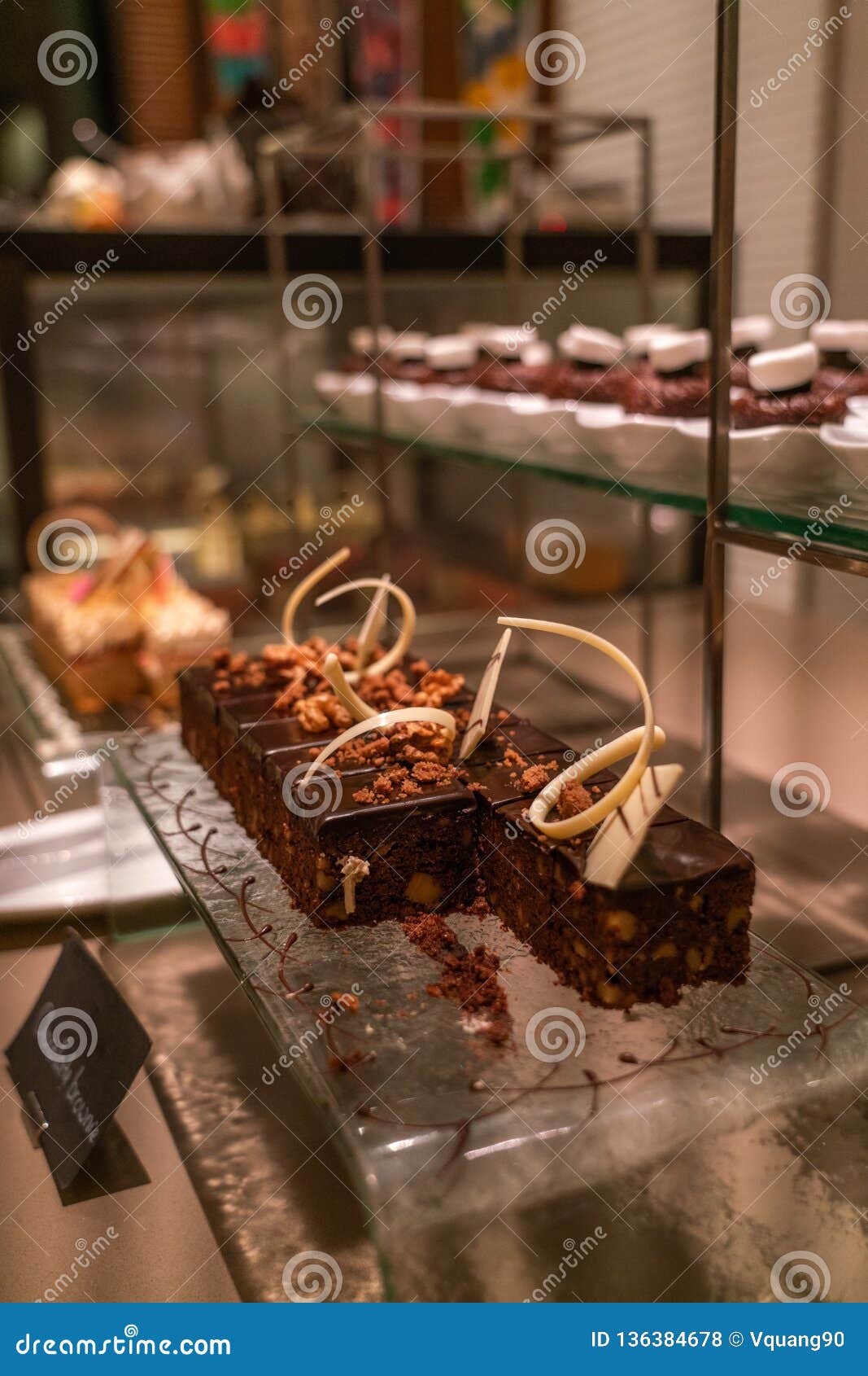 Choco Cheese Cake in a Row in Bakery Stock Photo - Image of bread ...