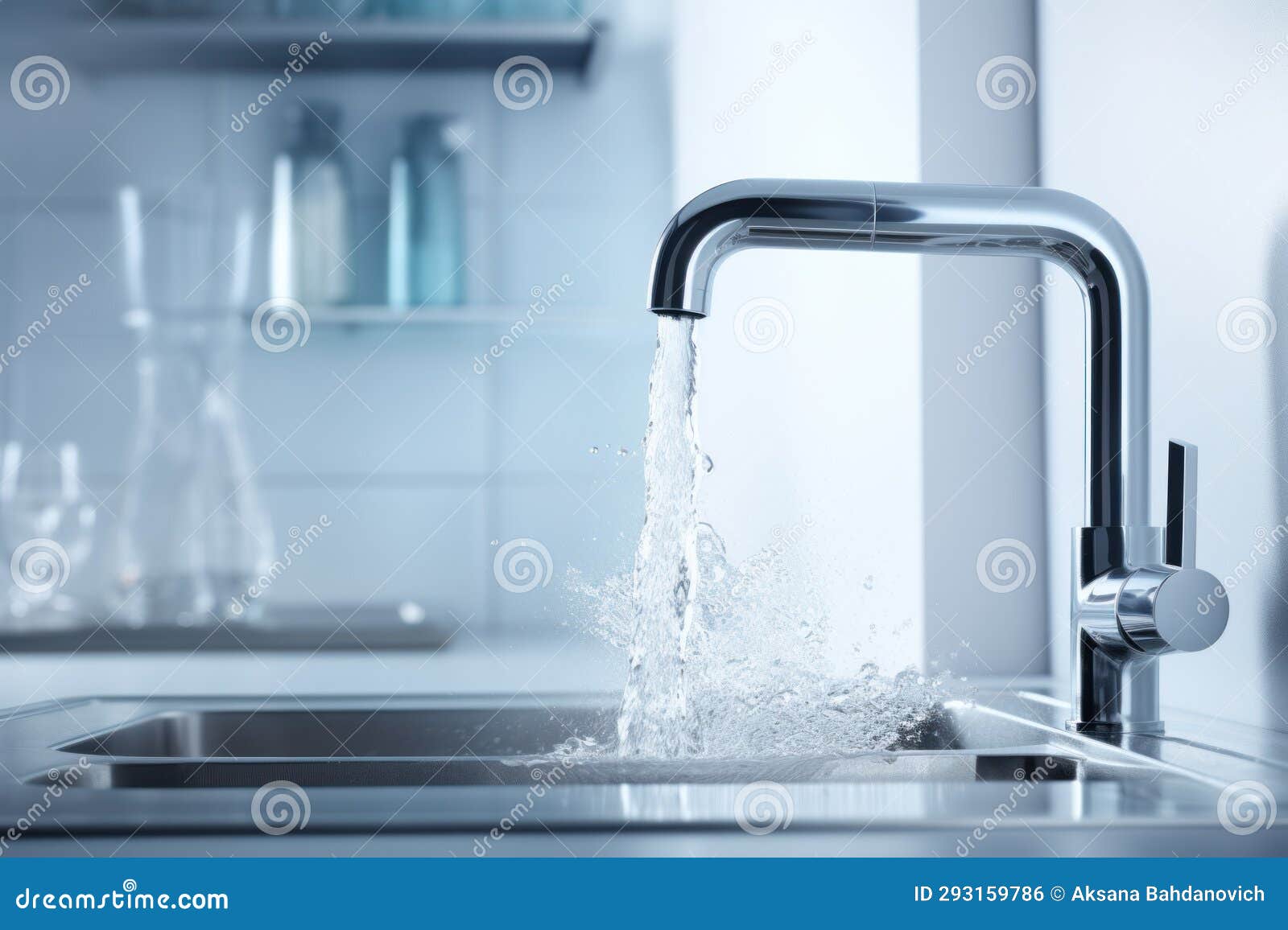 Vertical Photo. Clean Water Flows from the Tap Stock Photo - Image of ...