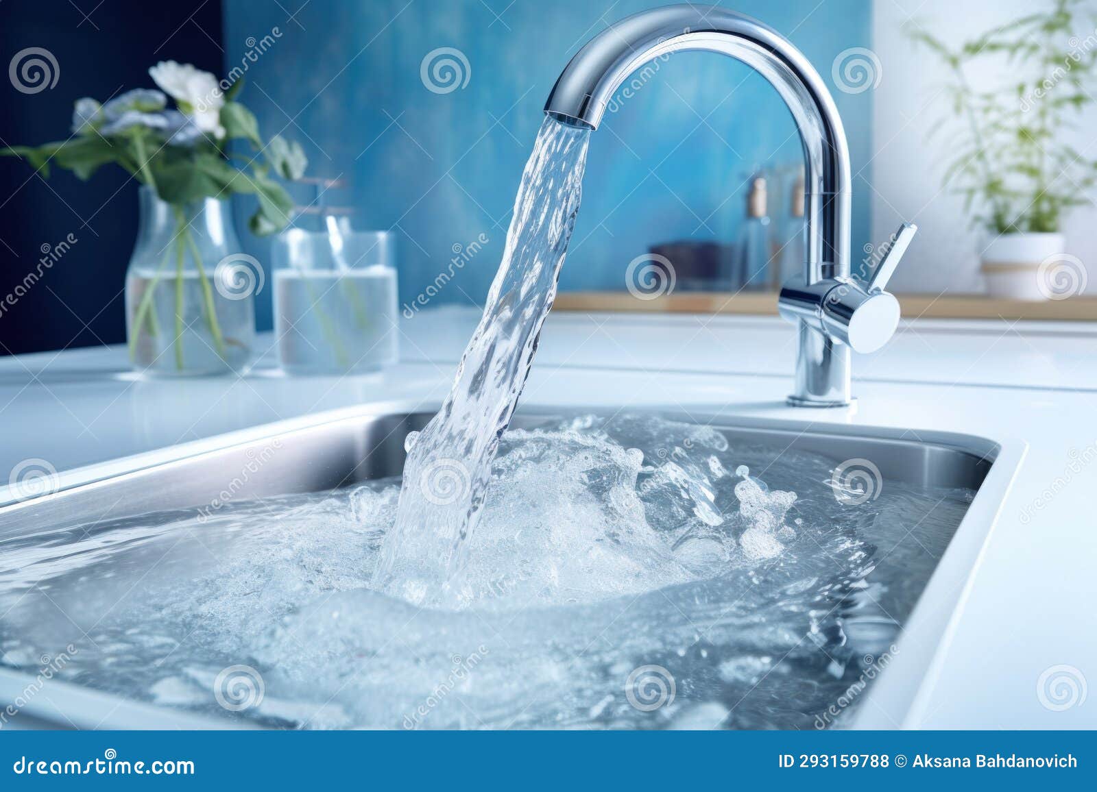 Vertical Photo. Clean Water Flows from the Tap Stock Photo - Image of ...