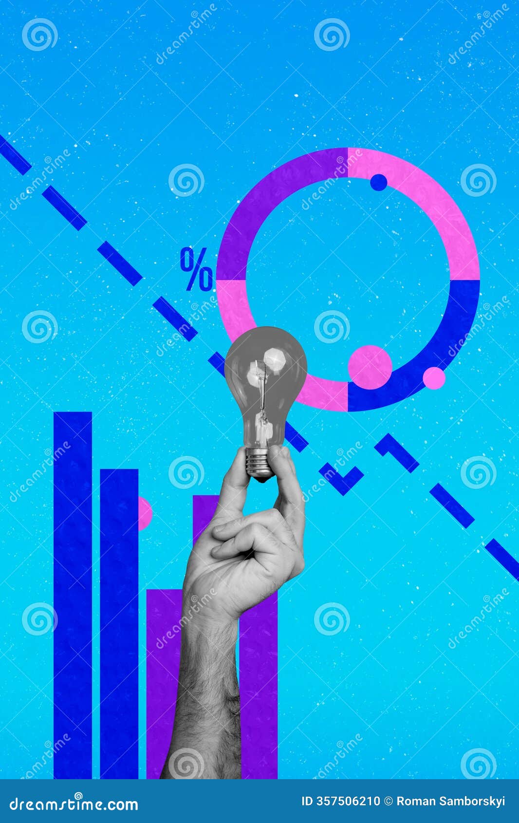 Vertical Photo Collage of Hand Hold Light Bulb Plan Development Chart ...