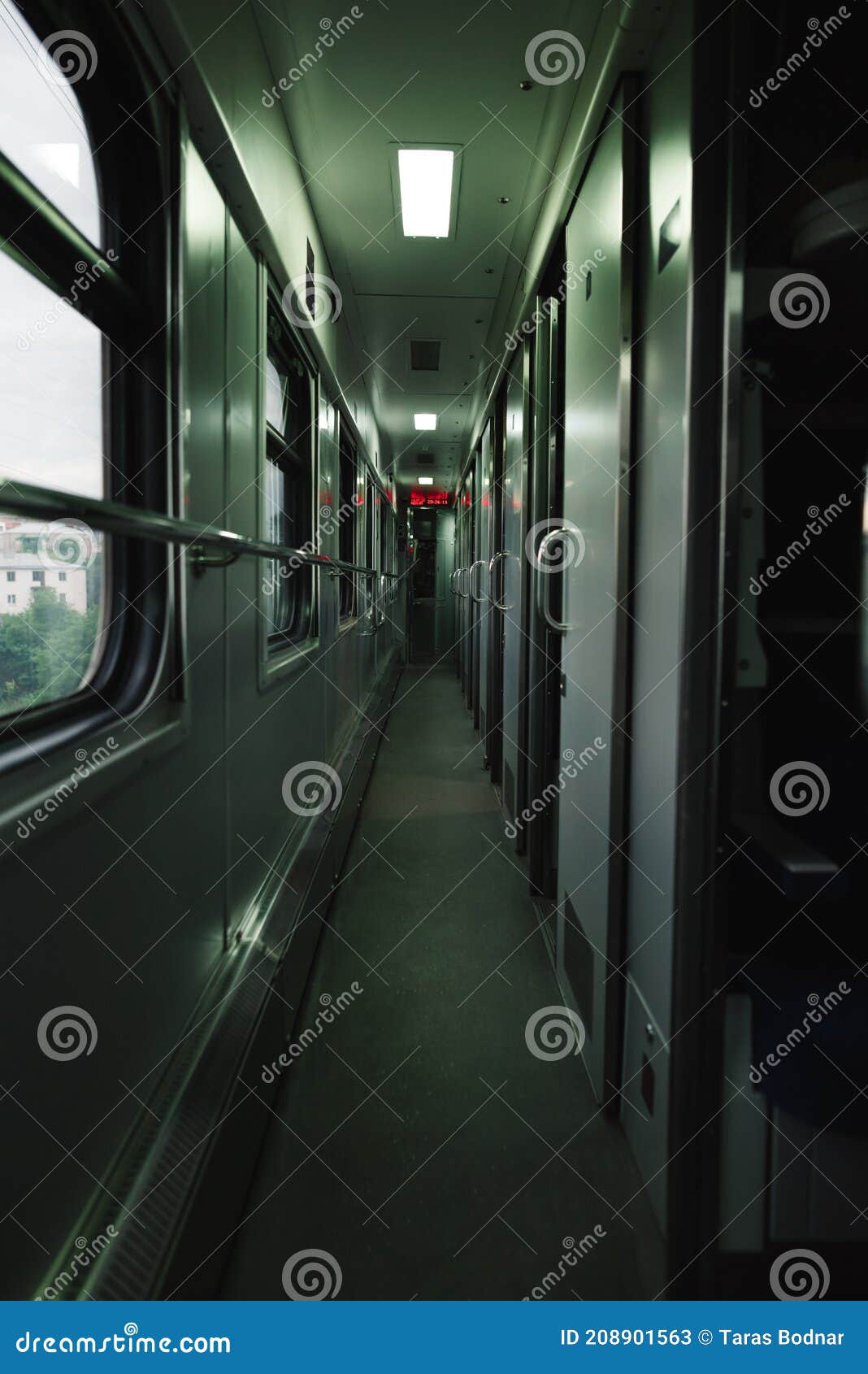 Vertical Photo of the Corridor of a Compartment Train. Railway Concept ...