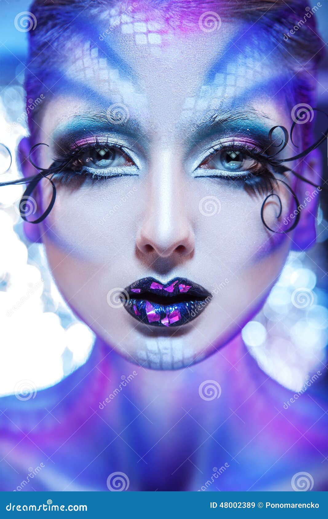 Vertical Photo of Fashionable Model with Creative Make Up Stock Image ...