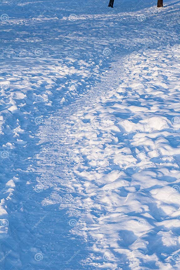 Vertical Photo of a Path in Bright Snow. Stock Photo - Image of shiny ...