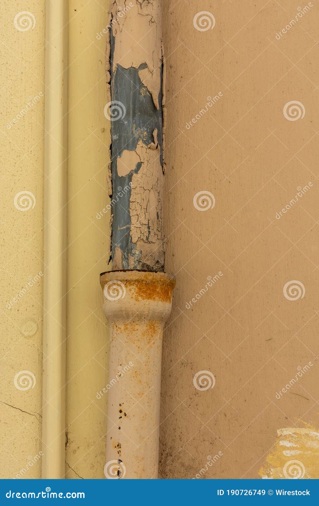 Vertical Picture of a Rustic Pipe on the Wall Stock Image - Image of ...