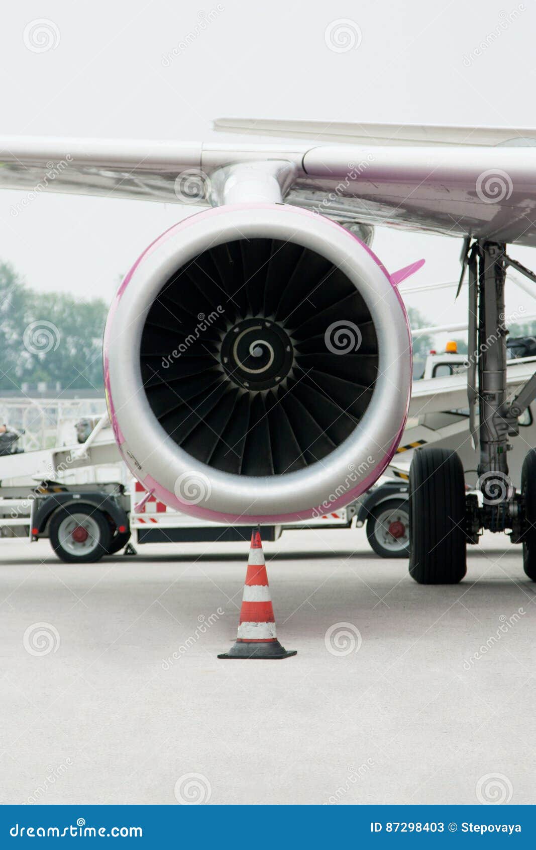Vertical Picture Shows the Engine of the Aircraft, Which Stands Stock ...