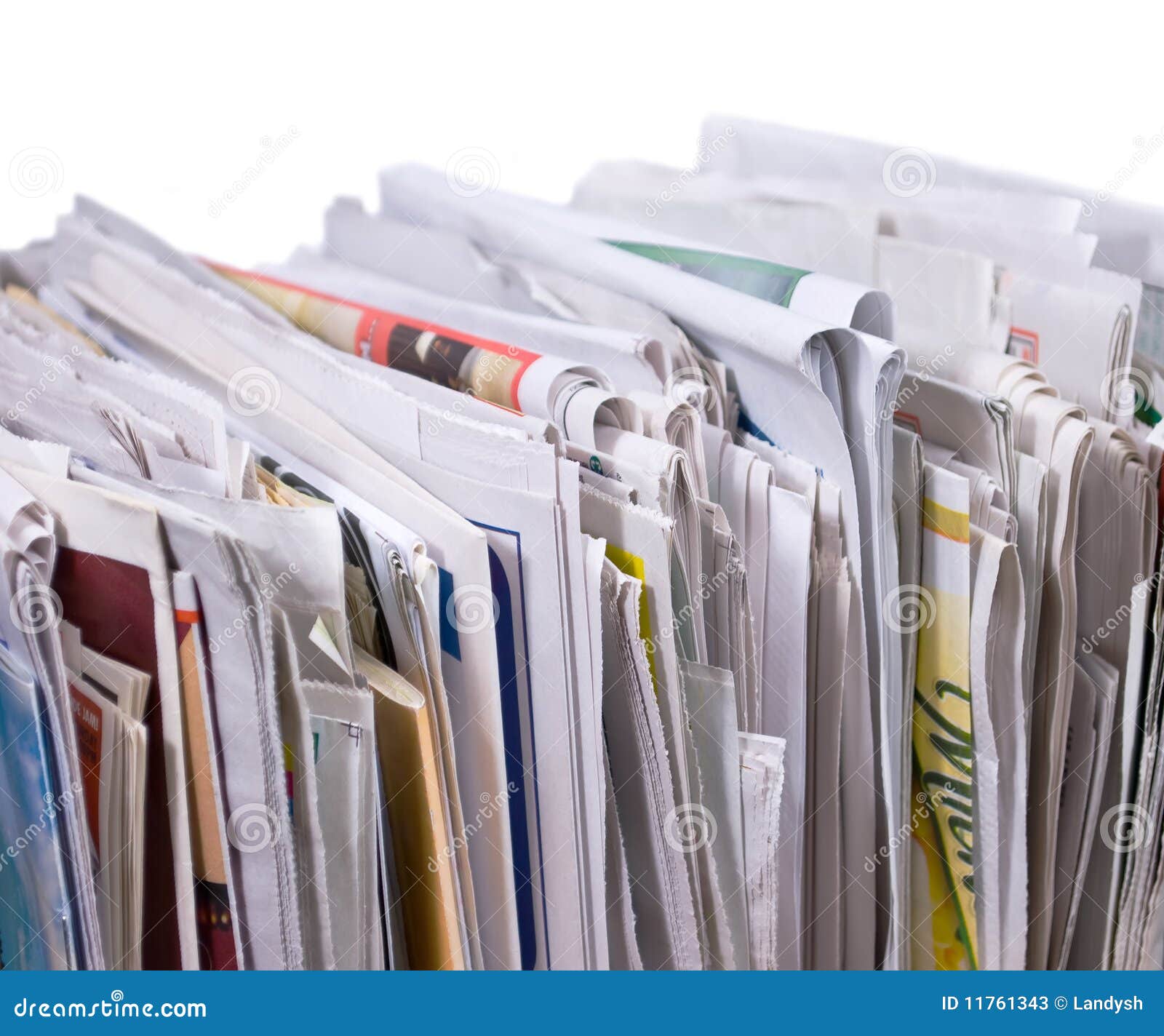 Vertical Pile of Newspapers and Flyers Stock Image - Image of publish ...