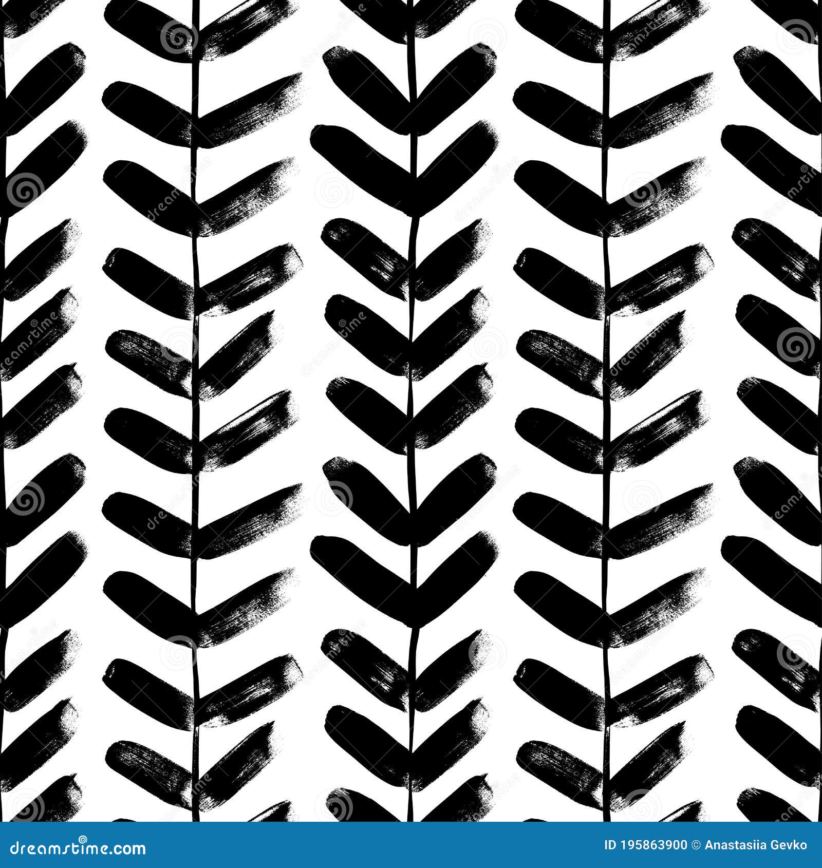 Vertical Plant with Leaves Vector Seamless Pattern Stock Vector ...