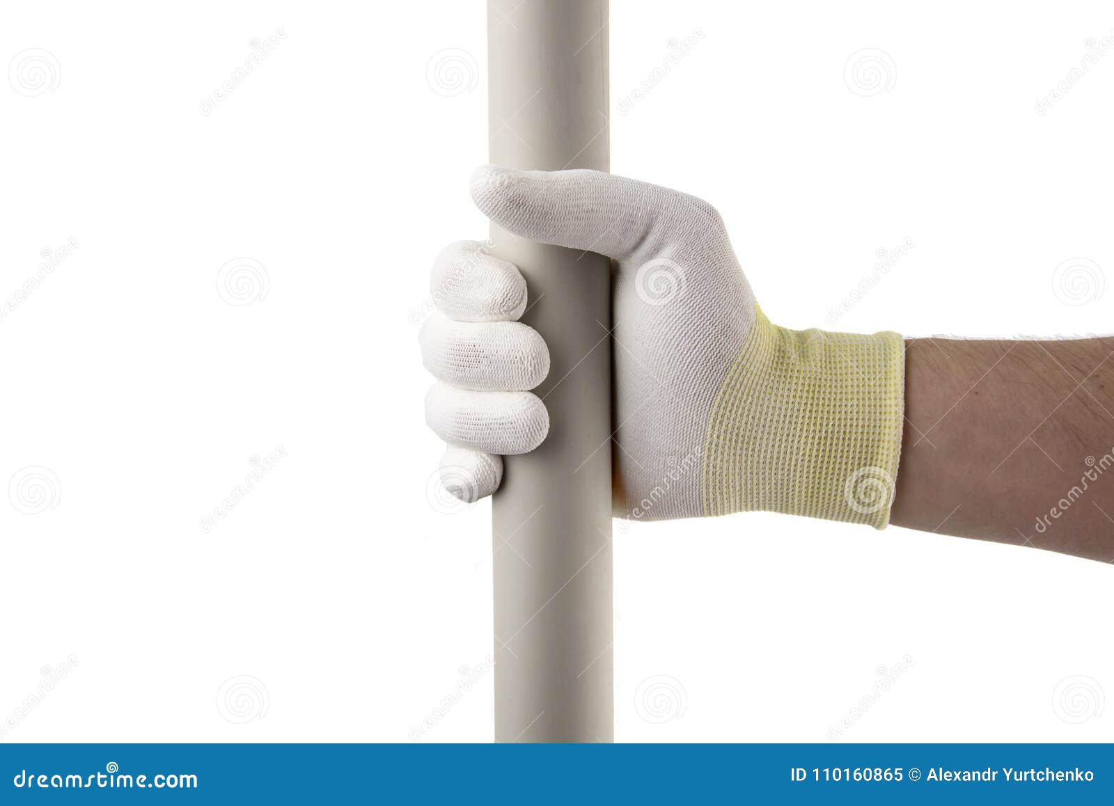 Vertical Plastic Pipe in the Hand in White Glowe on White Background ...