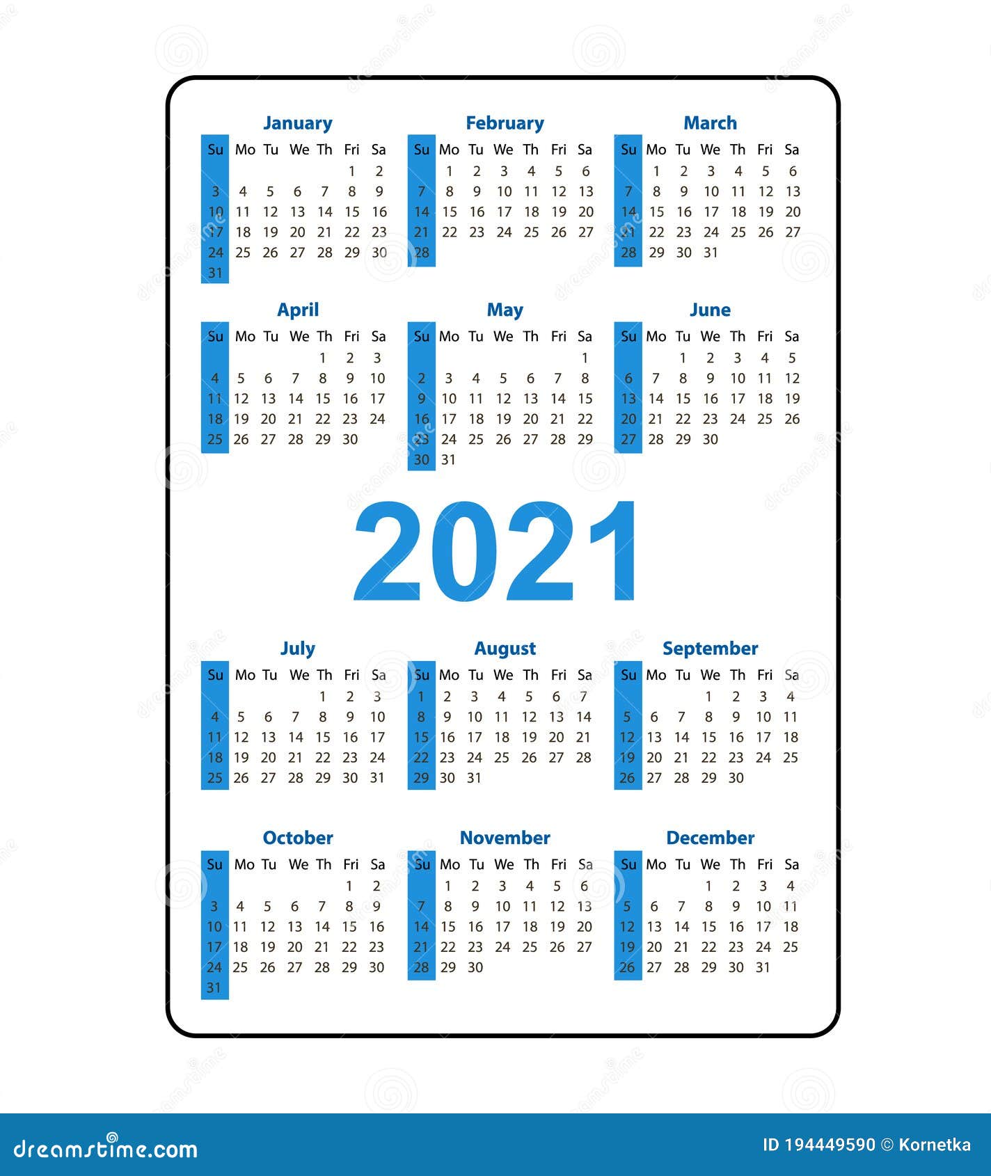 Vertical Pocket Calendar 2021 Year. Week Starts From Sunday. Vector ... Vertical Pocket Calendar 2021 Year. Week Starts From Sunday. Vector ...