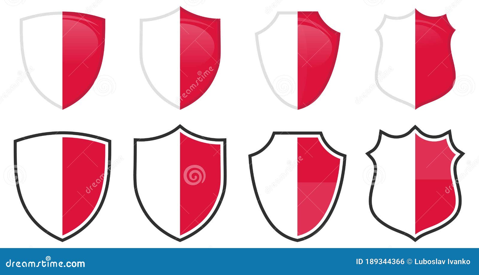 Vertical Polish Flag in Shield Shape, Four 3d and Simple Versions ...