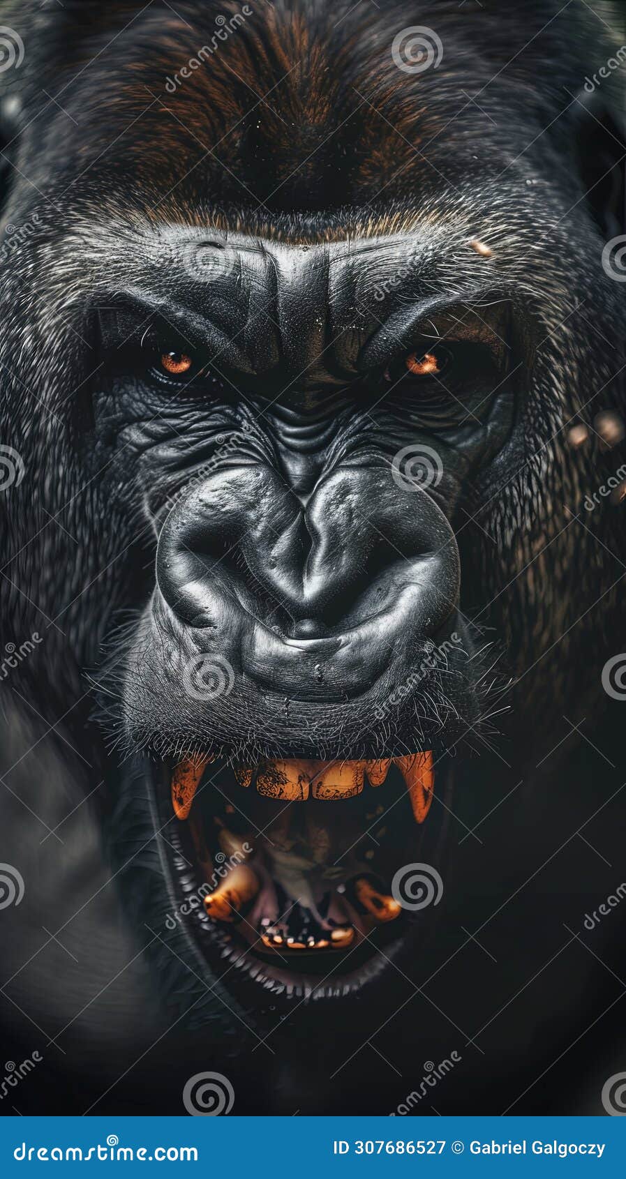 Vertical Portrait of Angry Silverback Gorilla Stock Illustration ...