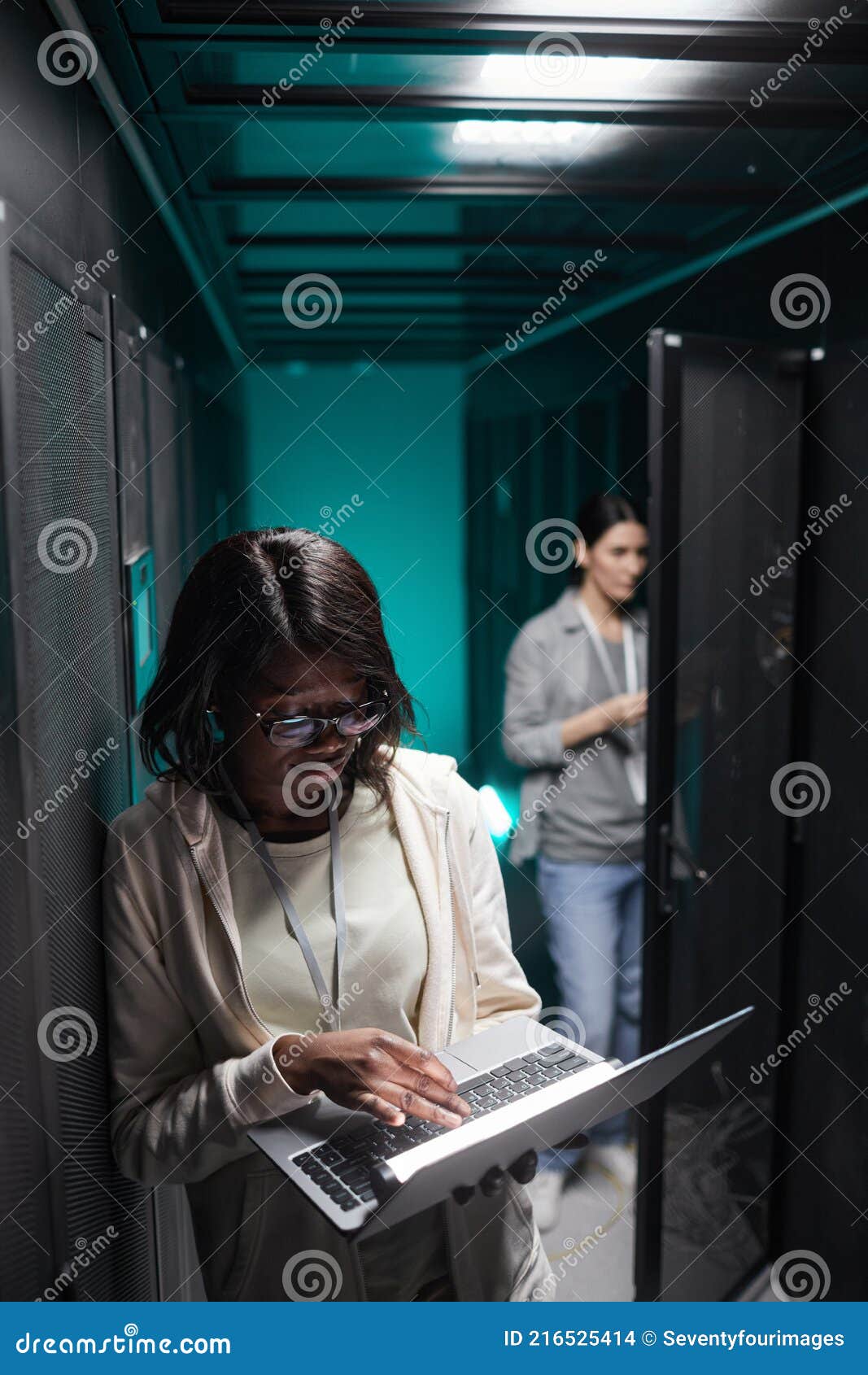 African American Woman Working in Data Center Stock Photo - Image of ...