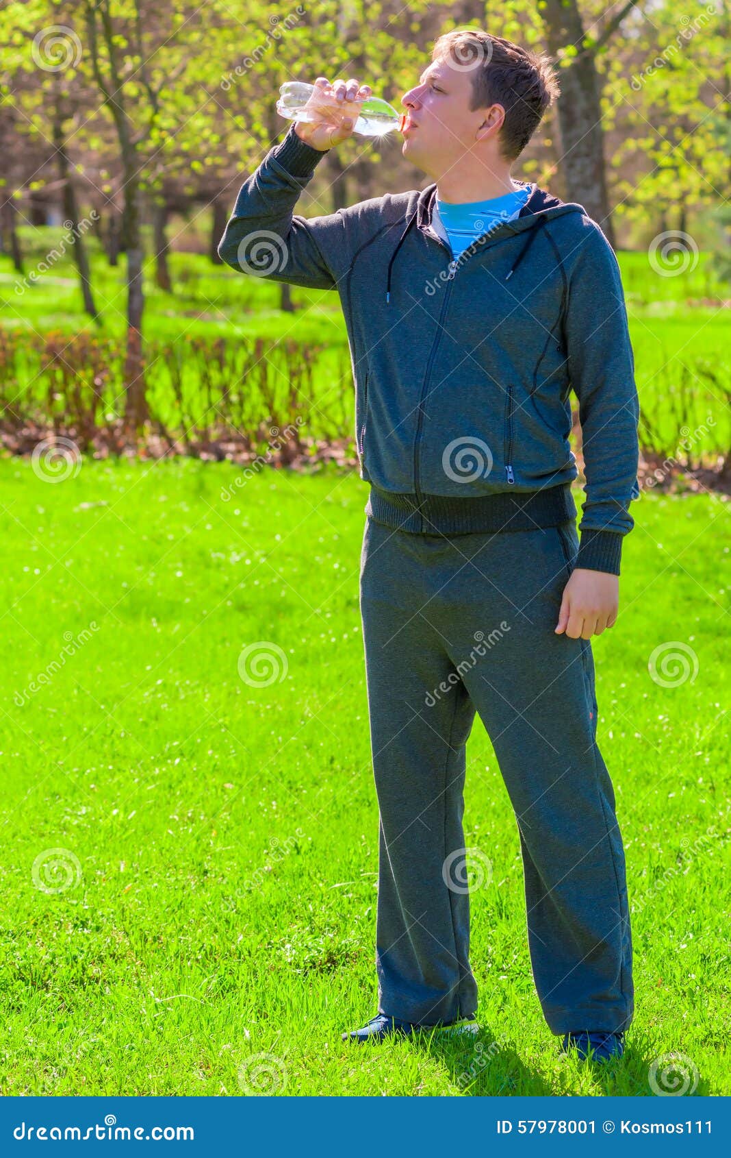 Vertical Portrait of a Man Drinking Water Stock Image - Image of ...