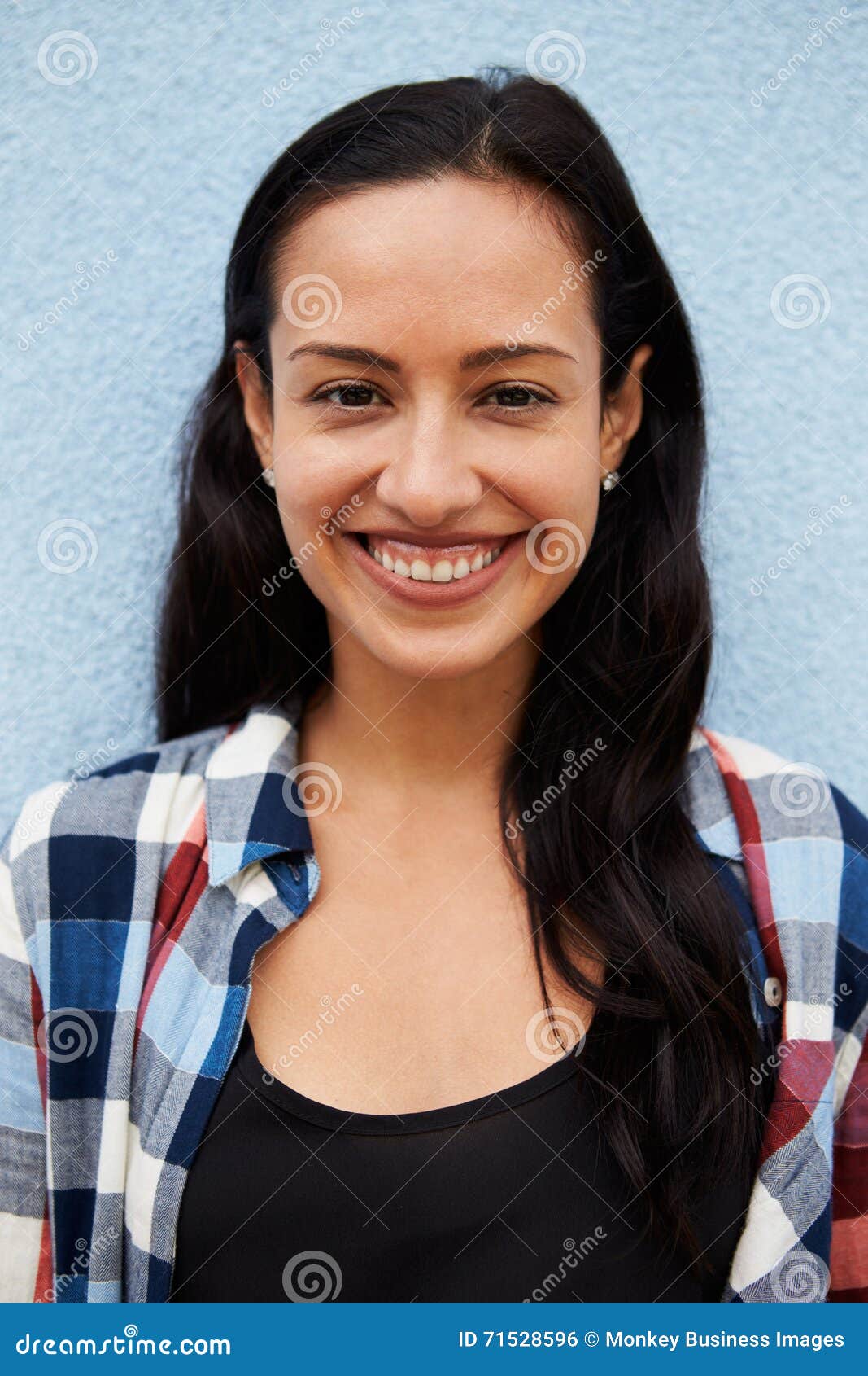 Vertical Portrait of Smiling Hispanic Woman Stock Photo - Image of view ...