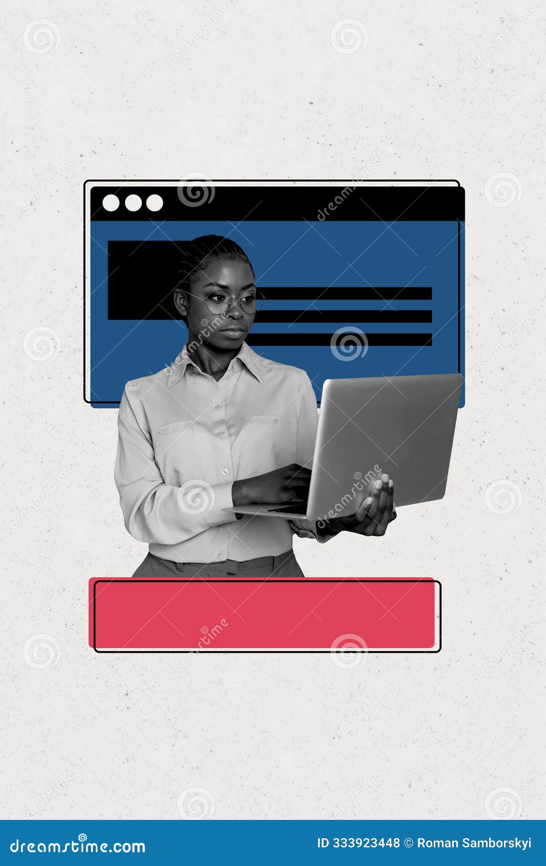 Vertical Poster Collage Young Diligent Worker Woman Freelancer Remote ...