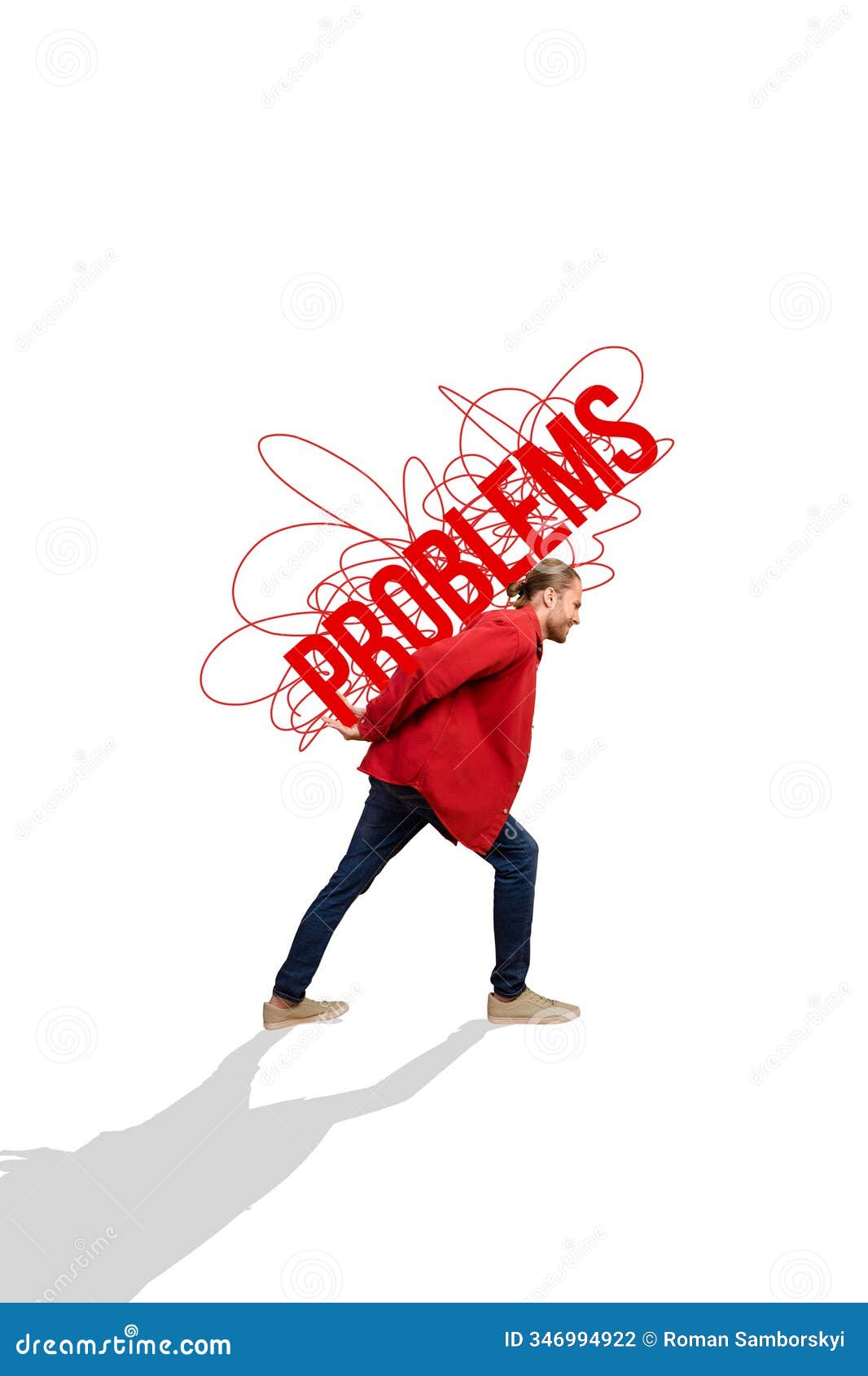 Vertical Poster Collage Young Man Carry Problems Text Drawing Doodles ...