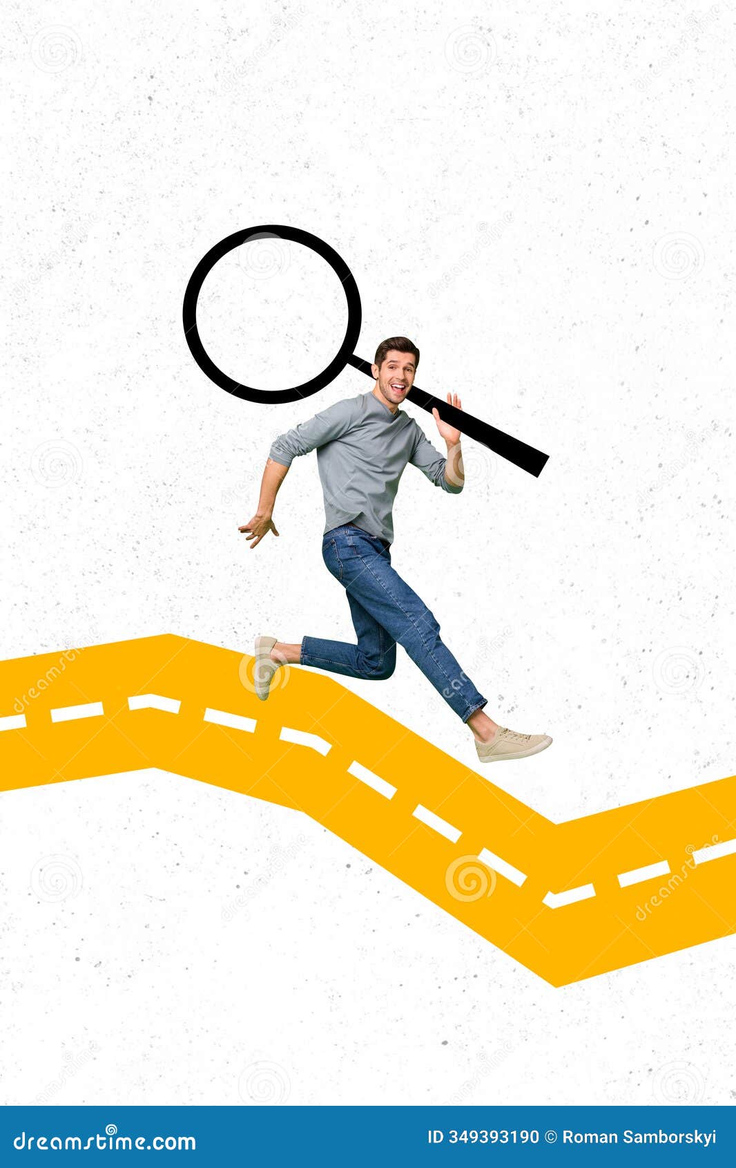 Vertical Poster Collage Young Man Magnifying Loop Enlarger Tool Glass ...