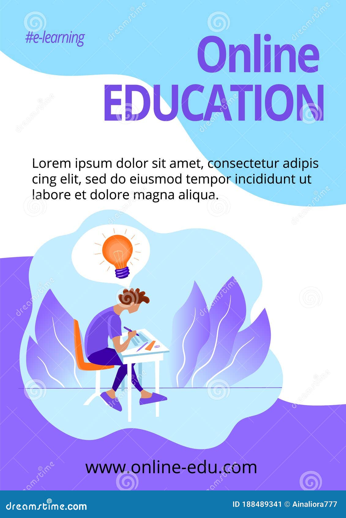 Vertical Poster Education Online Template. E-learning Classes ...