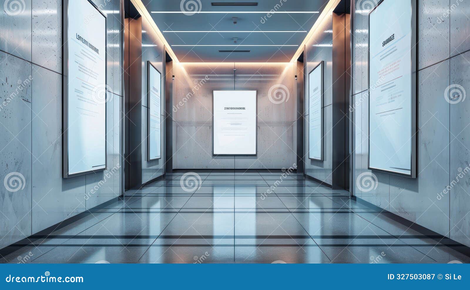 Vertical Poster Mockup Frames in Elevator Lift Stock Illustration ...