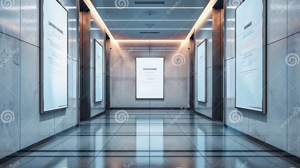 Vertical Poster Mockup Frames in Elevator Lift Stock Illustration ...