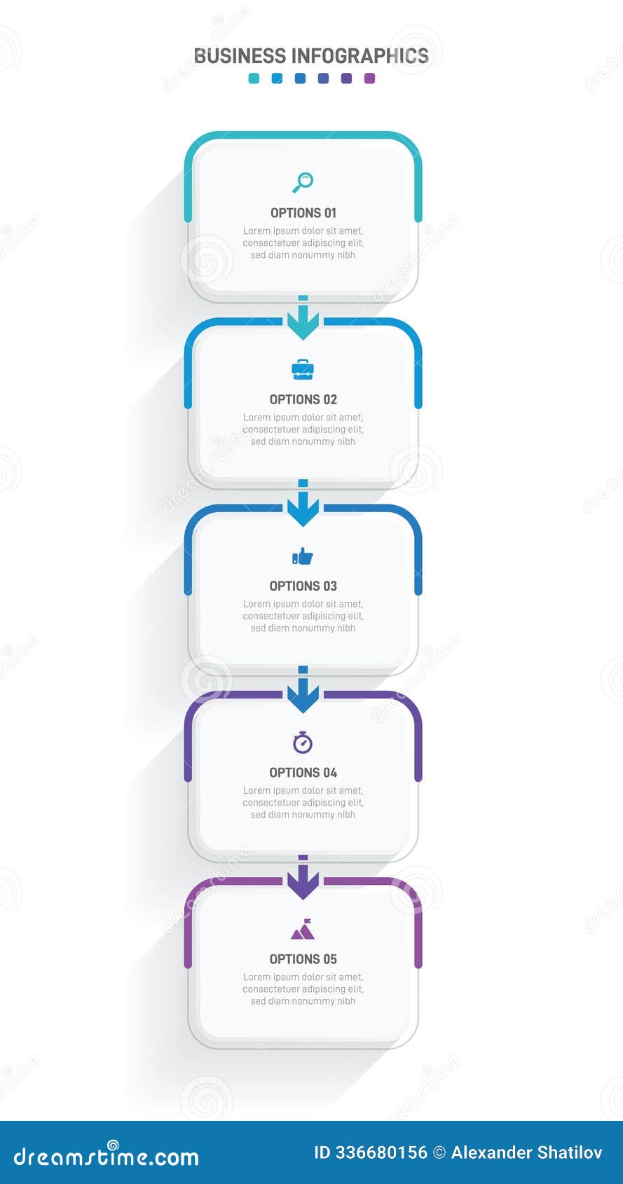 Vertical Progress Bar Featuring 5 Arrow-shaped Elements, Symbolizing ...