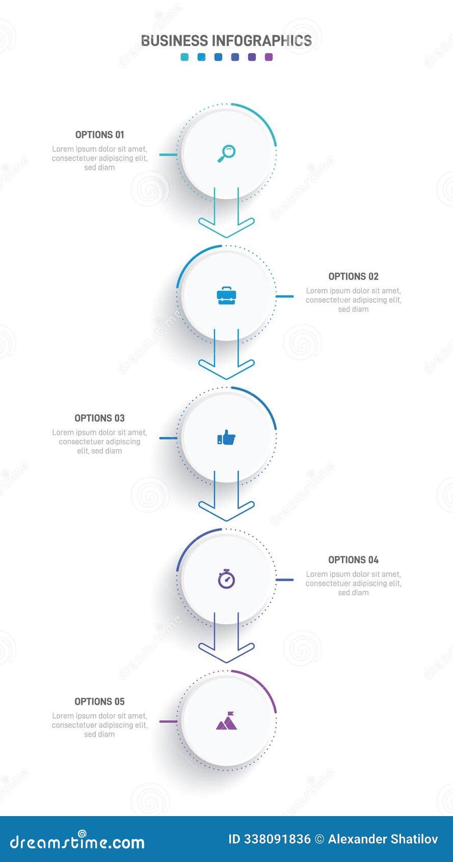 Vertical Progress Bar Featuring 6 Arrow-shaped Elements, Symbolizing ...
