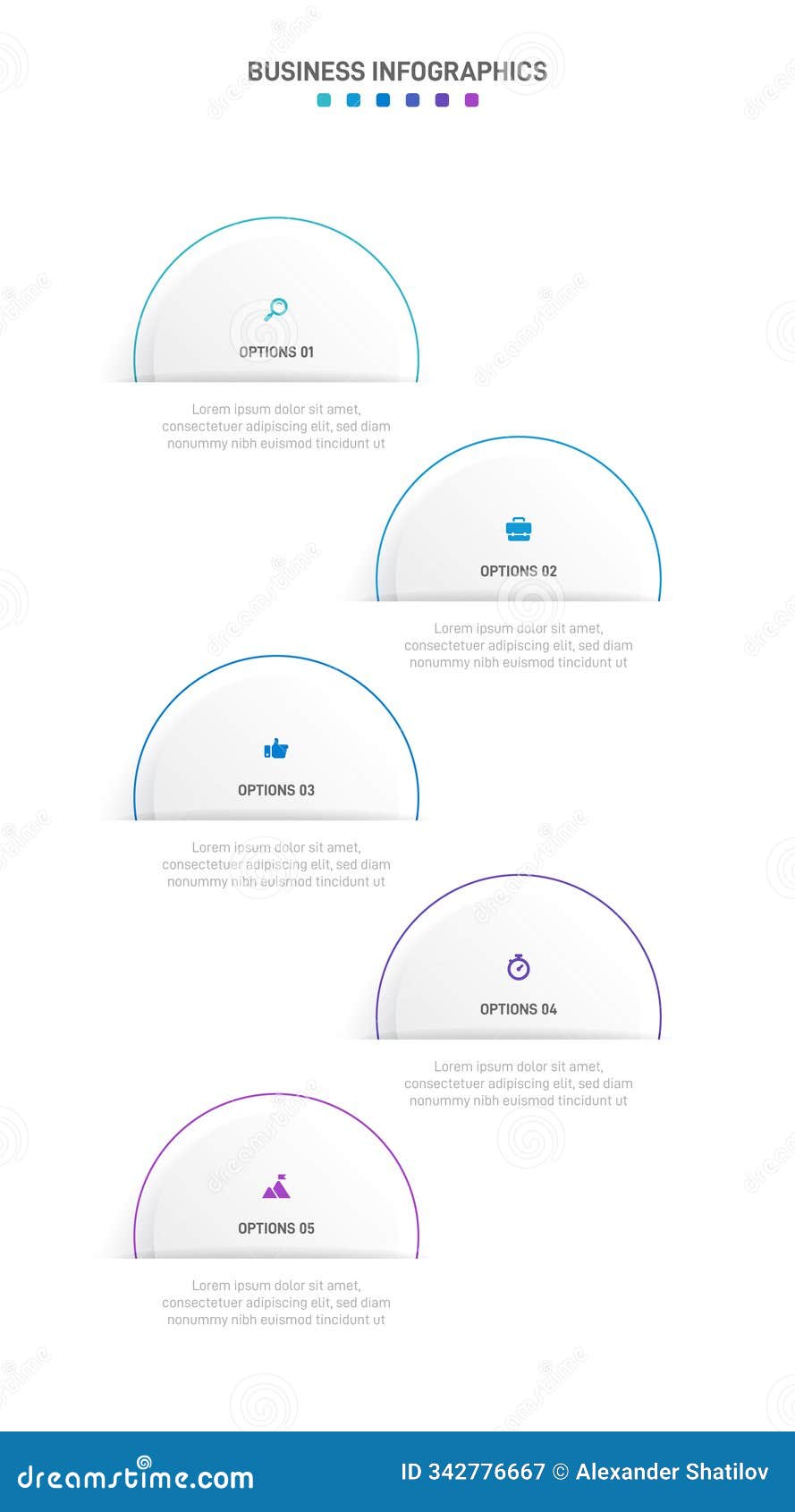 Vertical Progress Diagrams With 4 Elements. Concept Of Four Steps Of ...