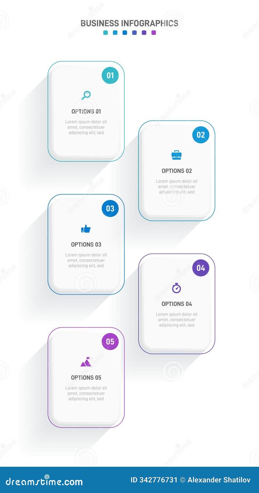Vertical Progress Diagrams With 4 Elements. Concept Of Four Steps Of ...