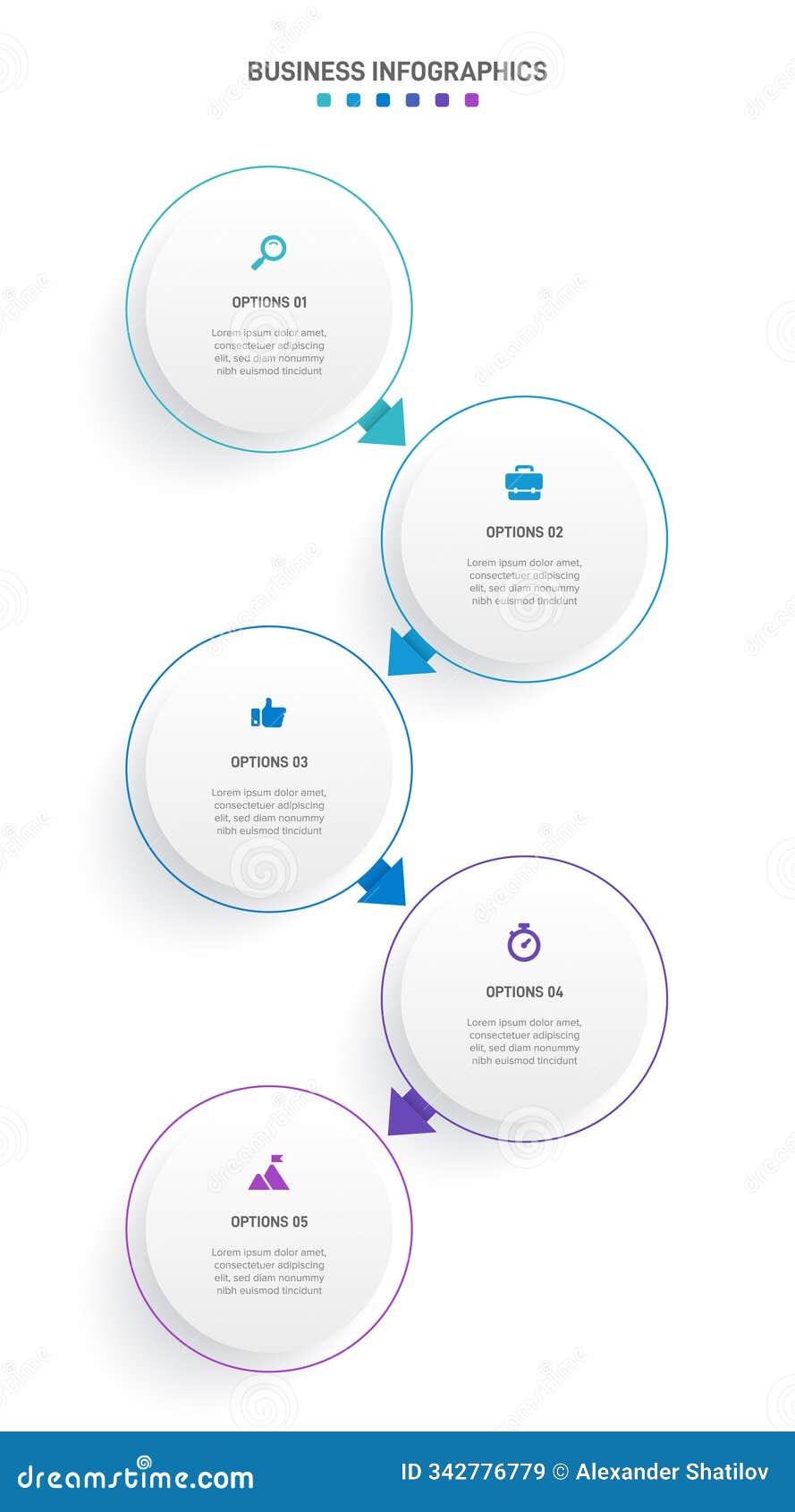 Vertical Progress Diagrams With 4 Elements. Concept Of Four Steps Of ...