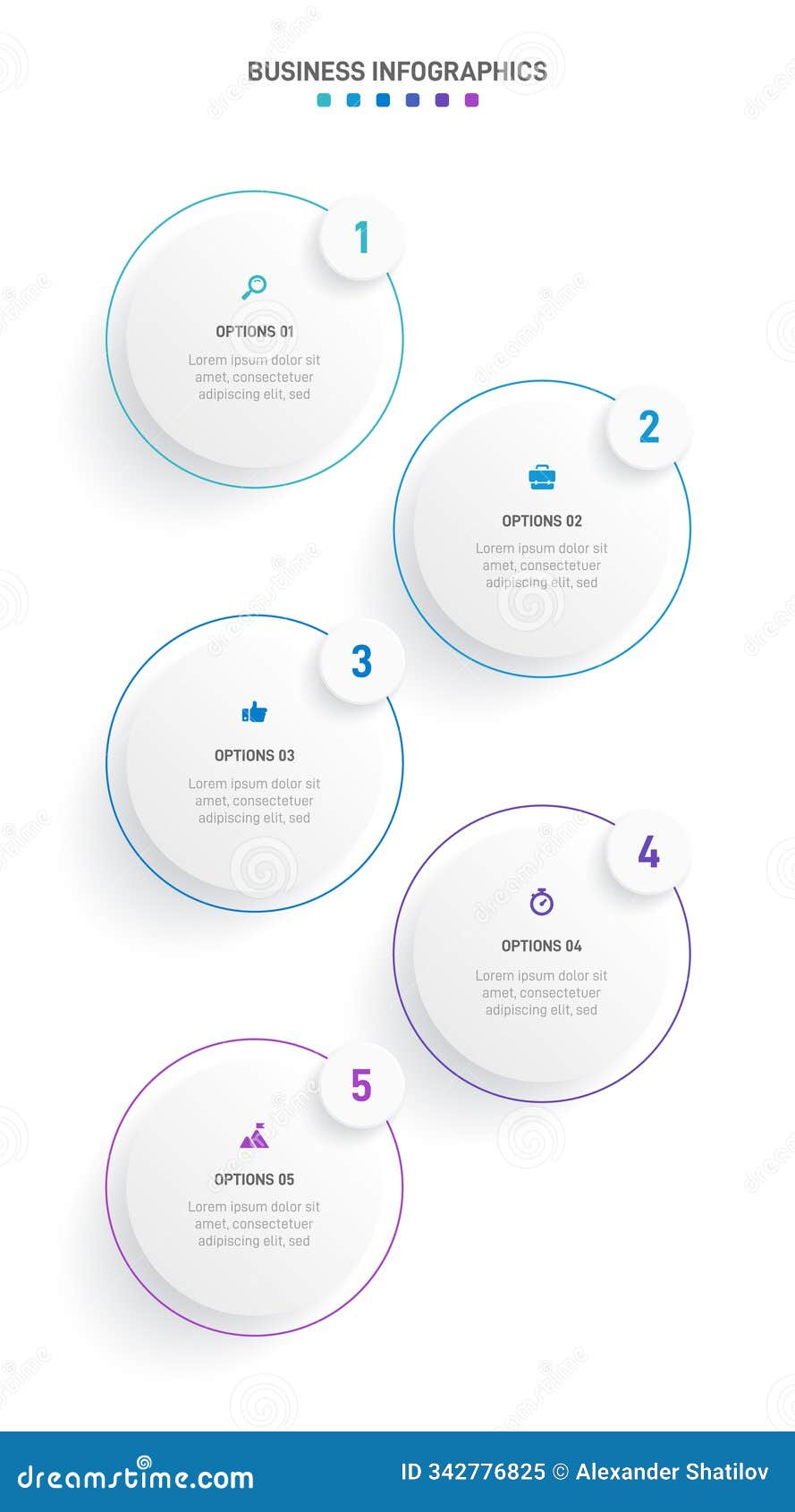Vertical Progress Diagrams With 4 Elements. Concept Of Four Steps Of ...