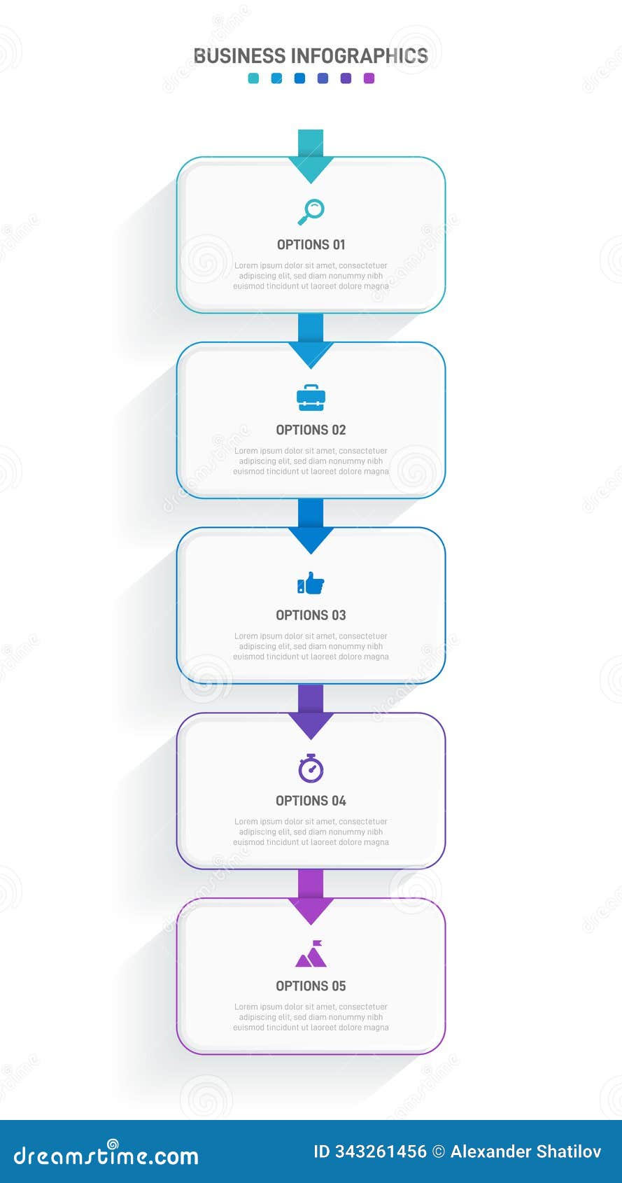 Vertical Progress Diagrams With 4 Elements. Concept Of Four Steps Of ...