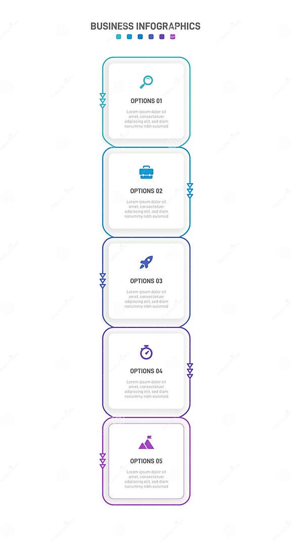 Vertical Progress Bar Featuring 5 Arrow-shaped Elements, Symbolizing ...