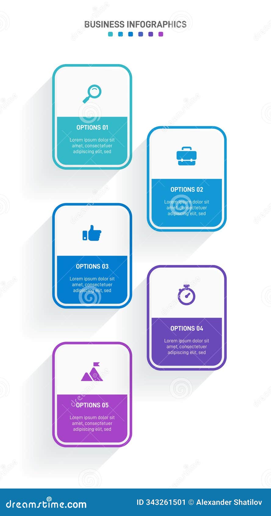 Vertical Progress Diagrams With 4 Elements. Concept Of Four Steps Of ...