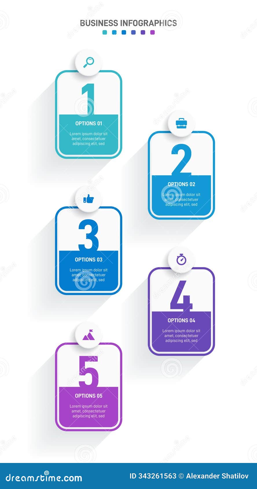Vertical Progress Diagrams With 4 Elements. Concept Of Four Steps Of ...