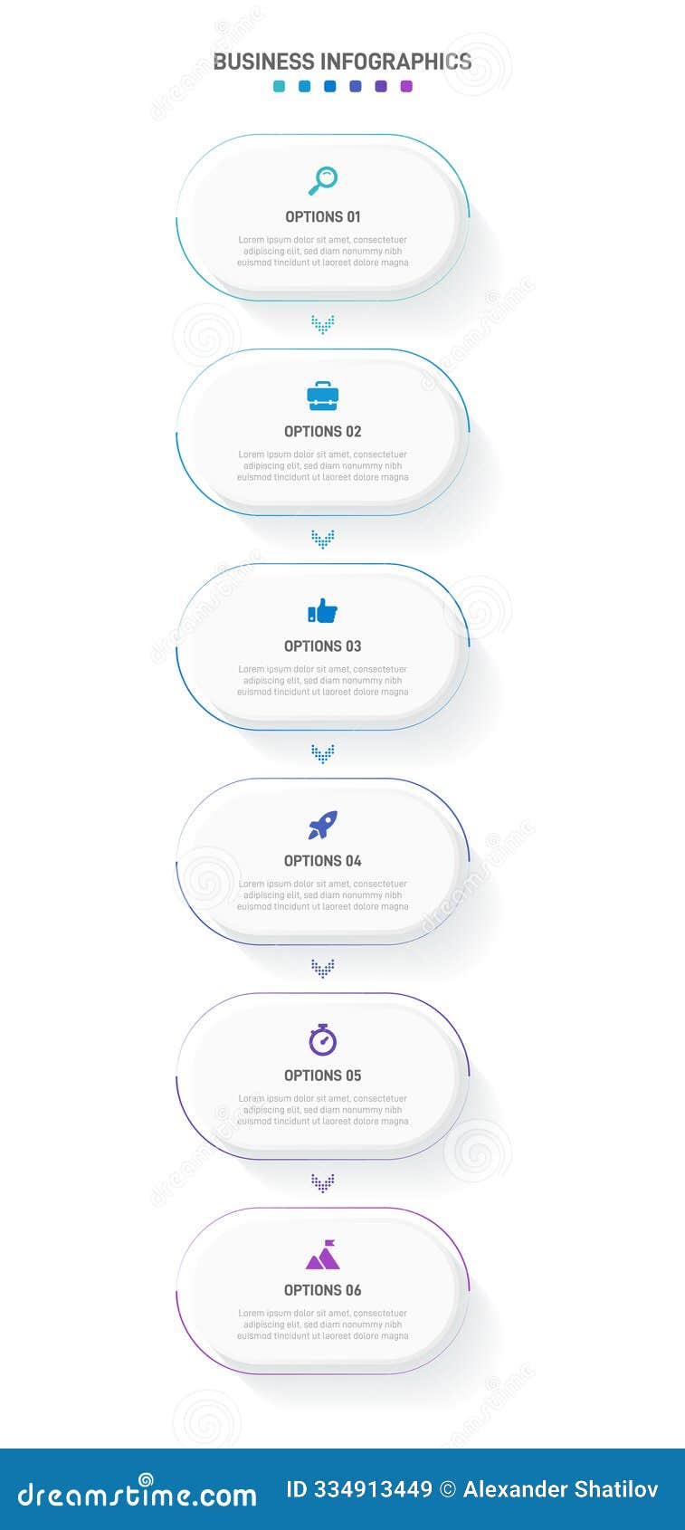 Vertical Progress Bar Featuring 6 Arrow-shaped Elements, Symbolizing ...