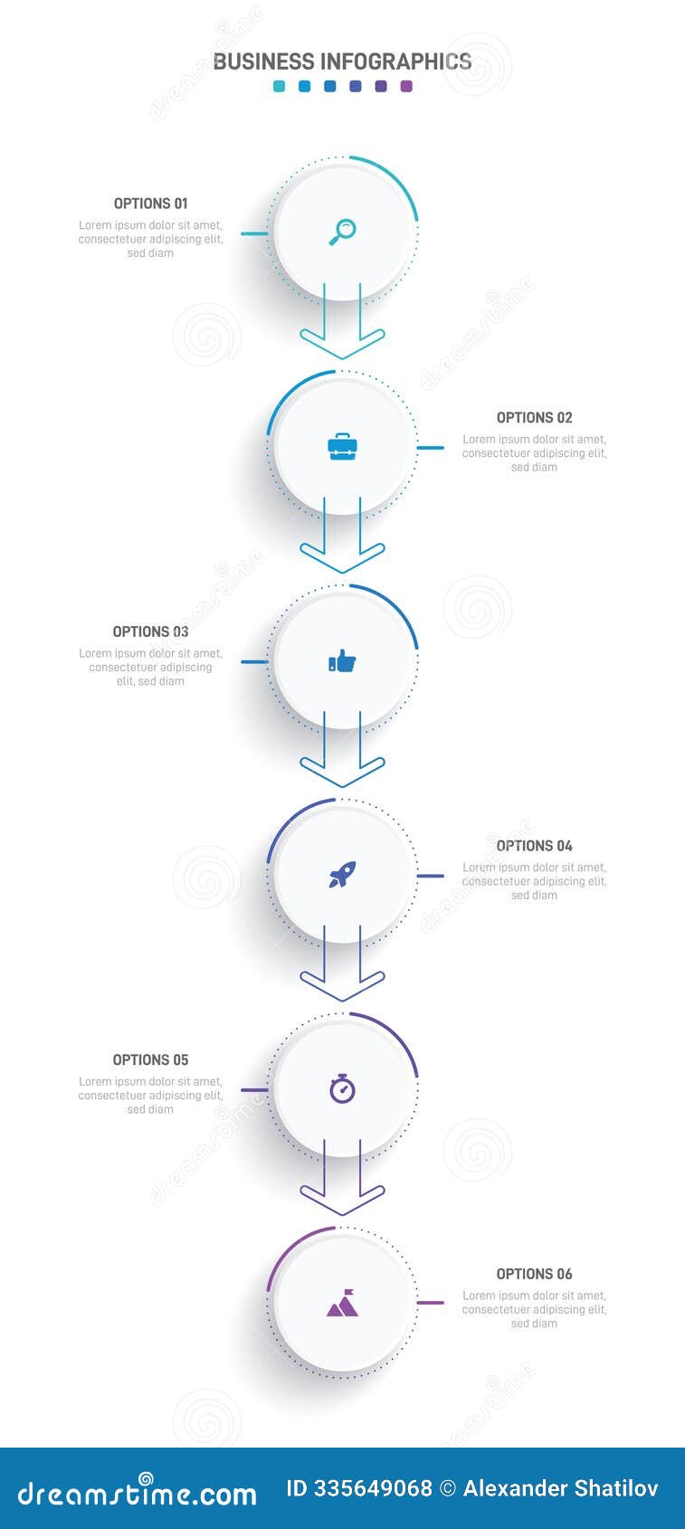 Vertical Progress Bar Featuring 6 Arrow-shaped Elements, Symbolizing ...