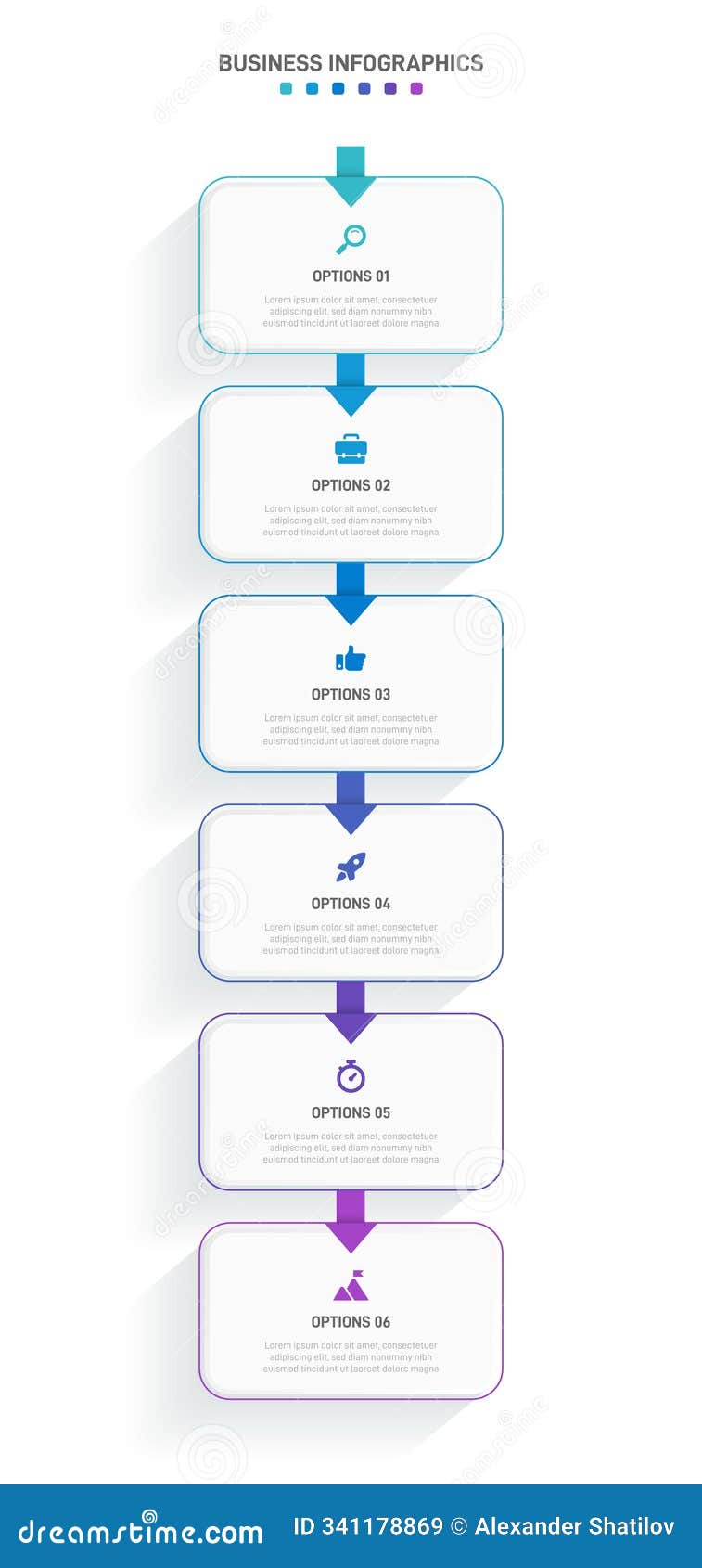 Vertical Progress Bar Featuring 6 Arrow-shaped Elements, Symbolizing ...