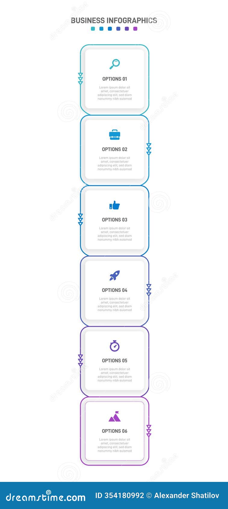 Vertical Progress Bar Featuring 6 Arrow-shaped Elements, Symbolizing ...
