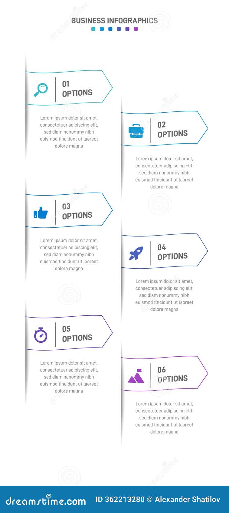 Vertical Progress Bar Featuring 6 Arrow-shaped Elements, Symbolizing ...