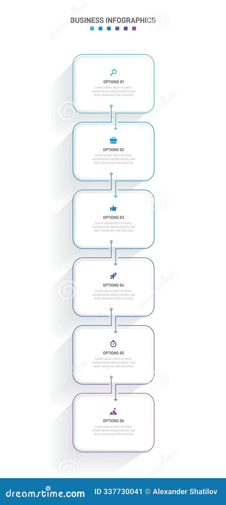 Vertical Progress Bar Featuring 6 Arrow-shaped Elements, Symbolizing ...