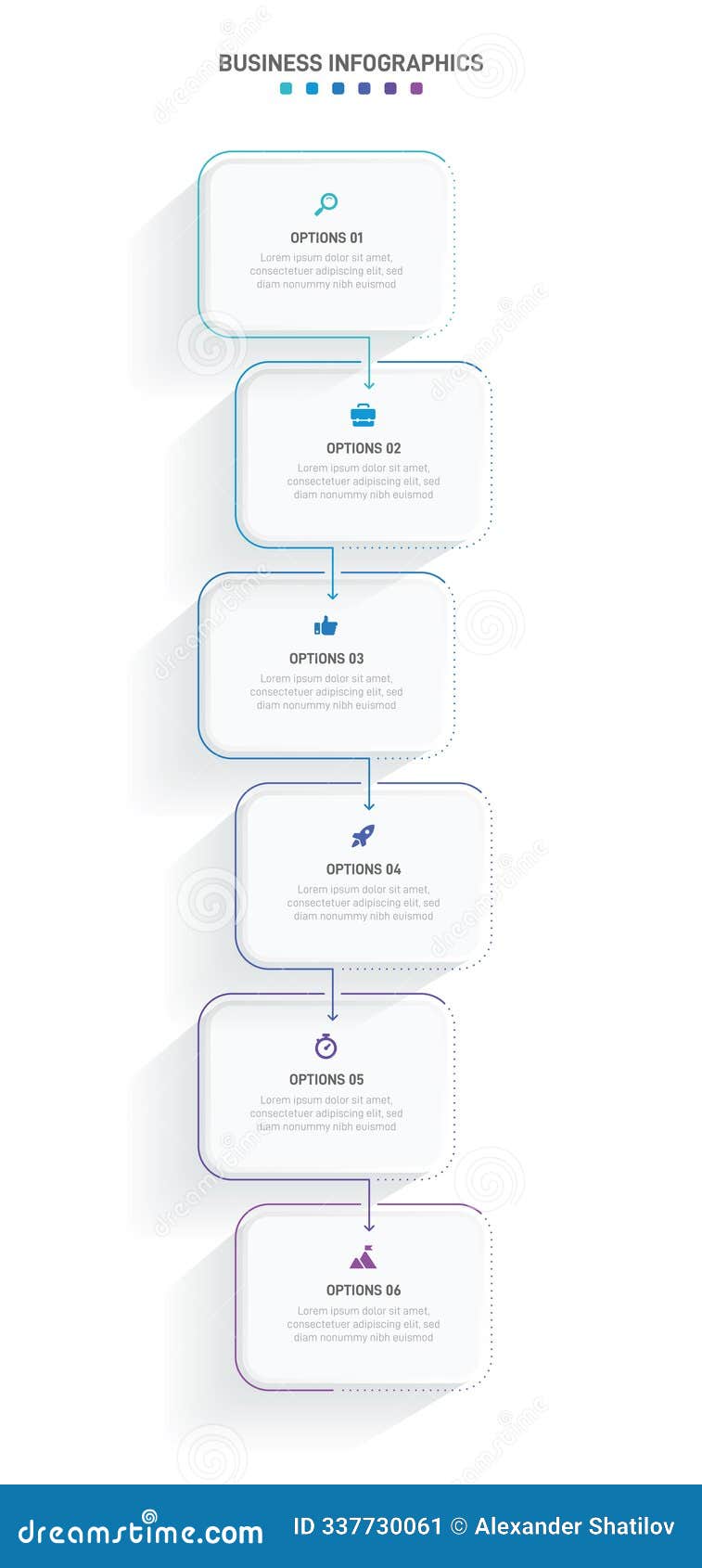 Vertical Progress Bar Featuring 6 Arrow-shaped Elements, Symbolizing ...
