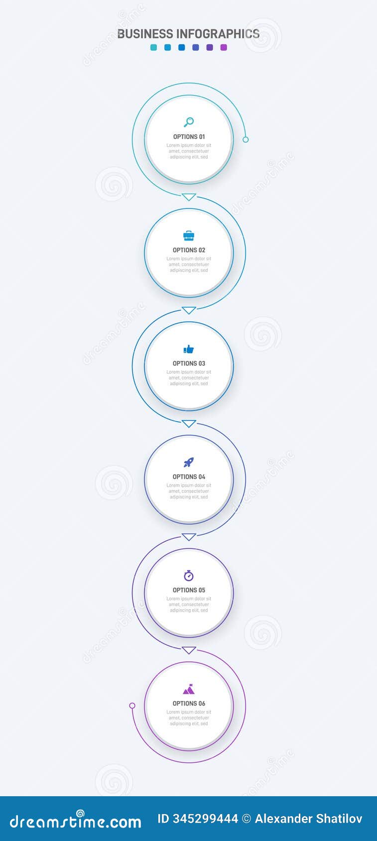 Vertical Progress Bar Featuring 6 Arrow-shaped Elements, Symbolizing ...