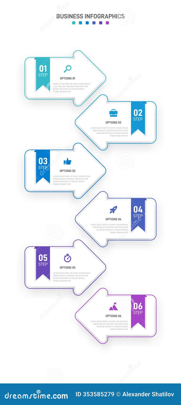 Vertical Progress Bar Featuring 6 Arrow-shaped Elements, Symbolizing ...
