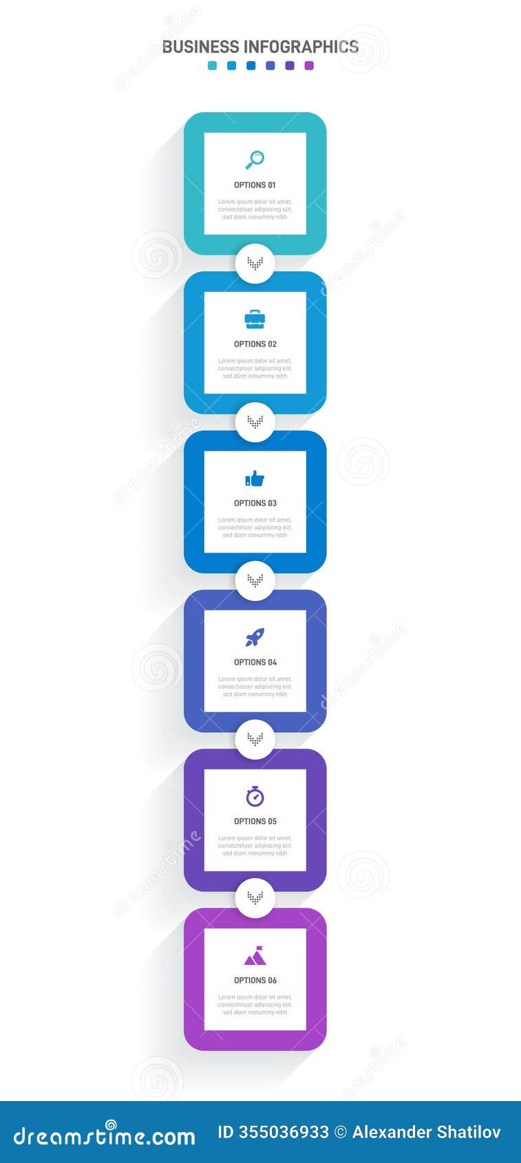 Vertical Progress Bar Featuring 6 Arrow-shaped Elements, Symbolizing ...