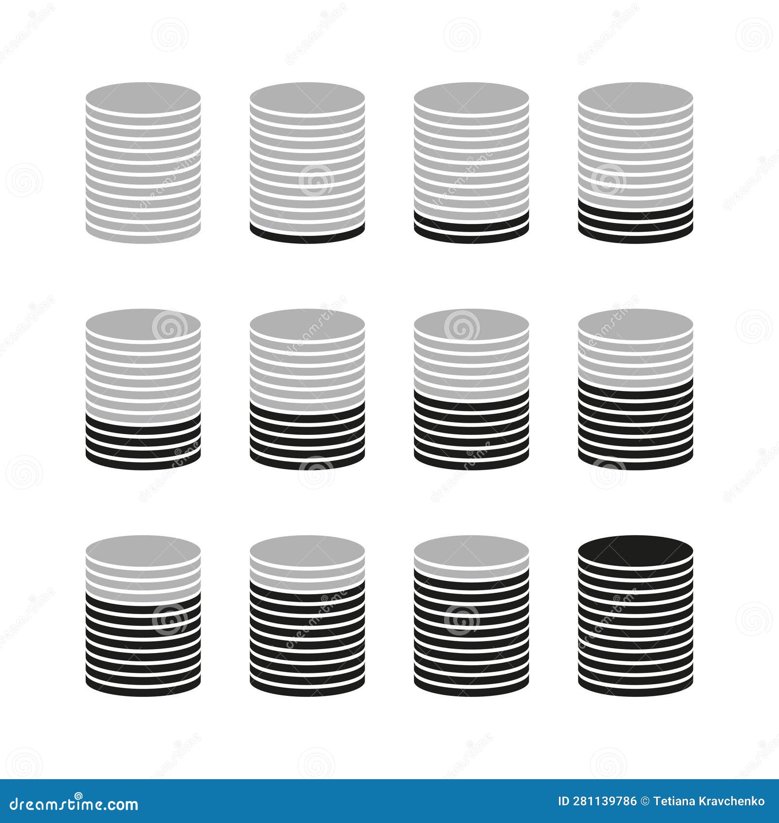 Vertical Progress, Level Indicator Symbols in Sequence. Vector ... Vertical Progress, Level Indicator Symbols in Sequence. Vector ...