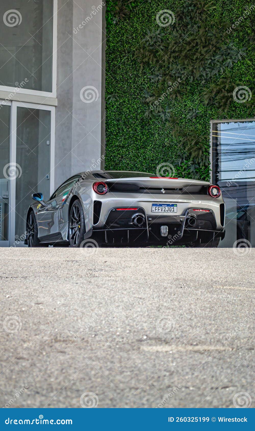Vertical Rear View of a Gray Ferrari 488 Pista Editorial Stock Image ...