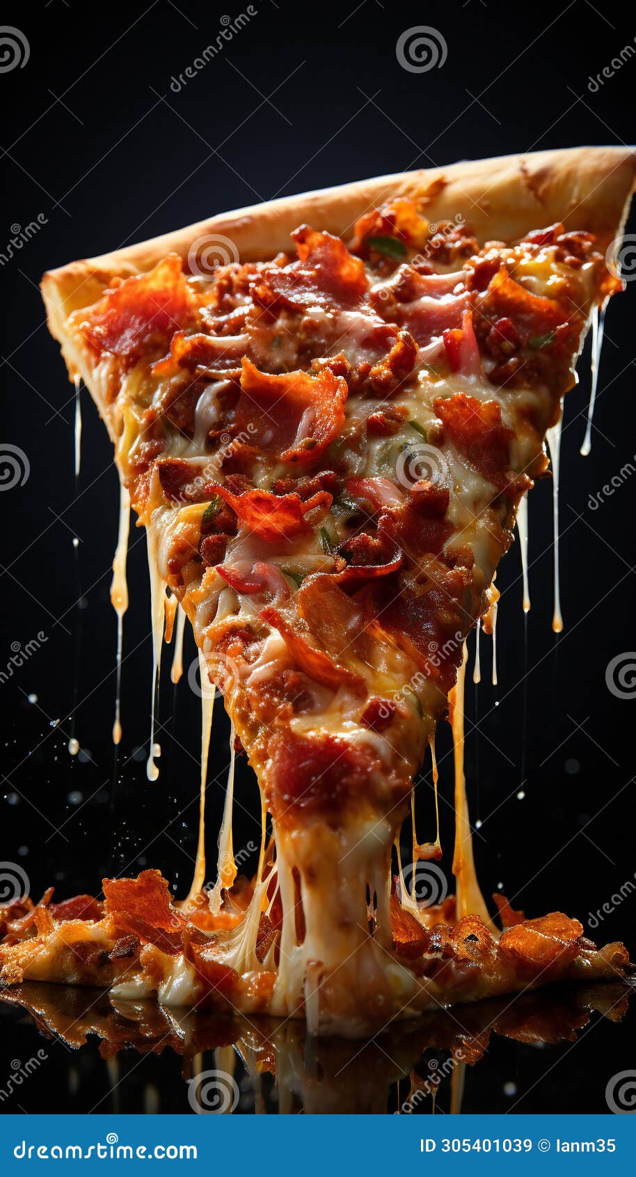 Vertical Recreation of Triangular Slice of Creamy Pizza Stock ...