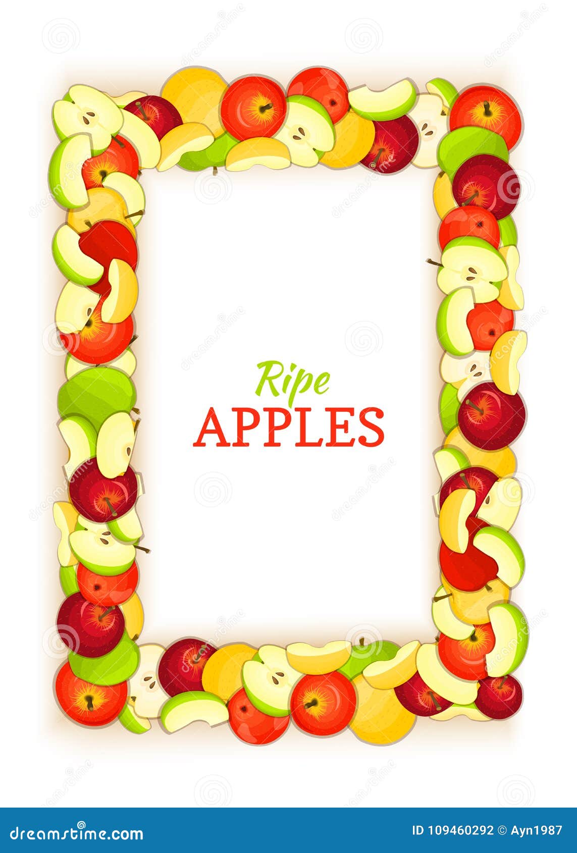 Vertical Rectangle Colored Frame Composed of Delicious Apple Fruit ...