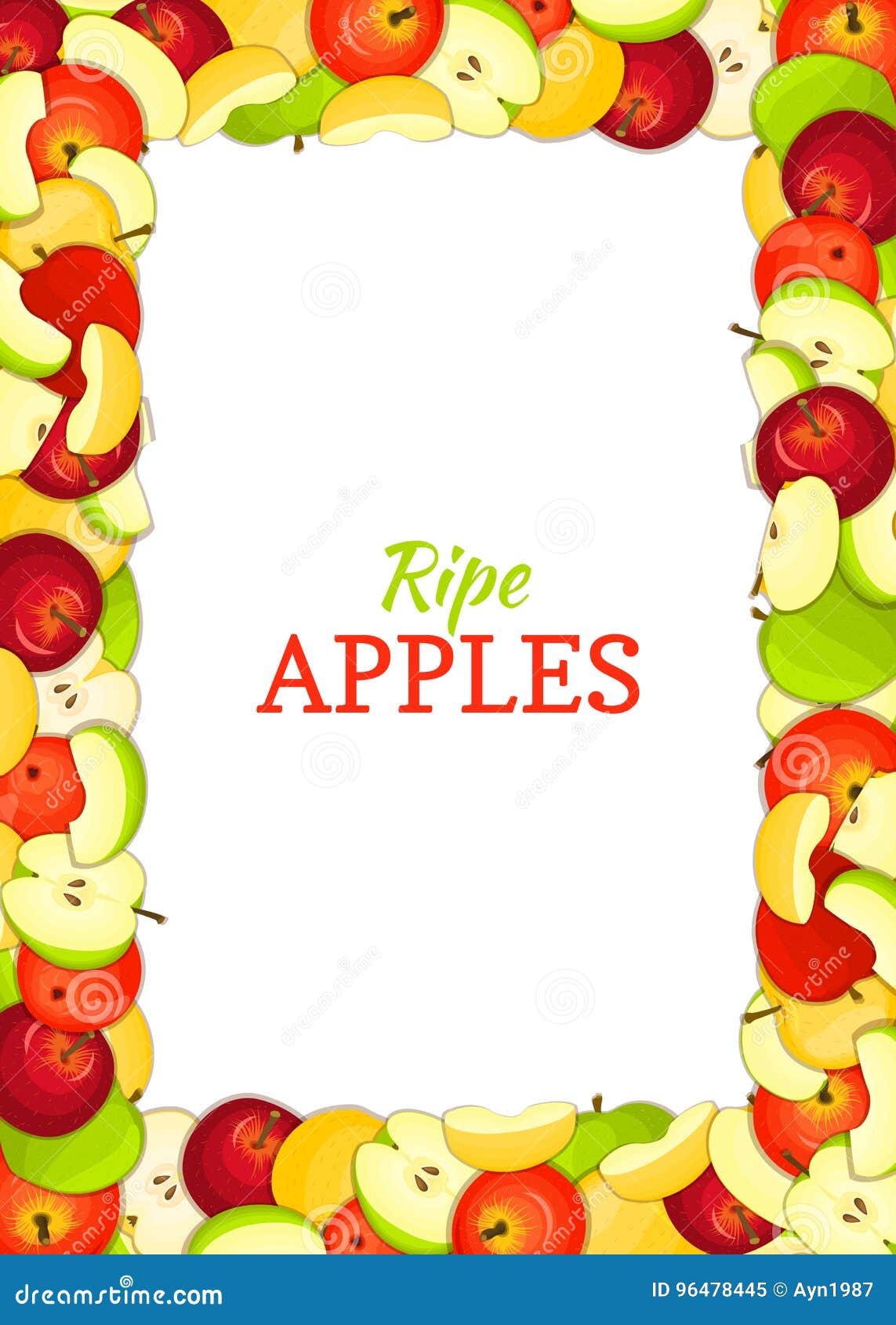 Vertical Rectangle Colored Frame Composed of Delicious Apples Fruit ...