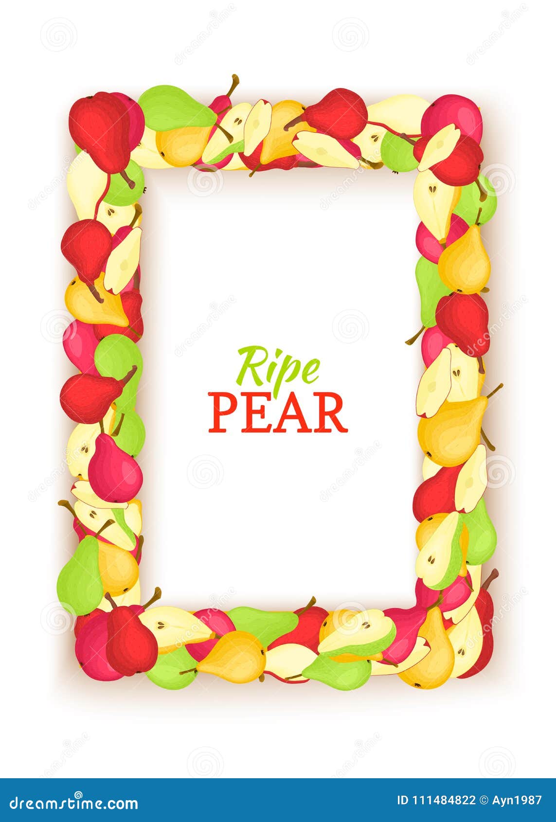 Vertical Rectangle Colored Frame Composed of Delicious Pear Fruit ...